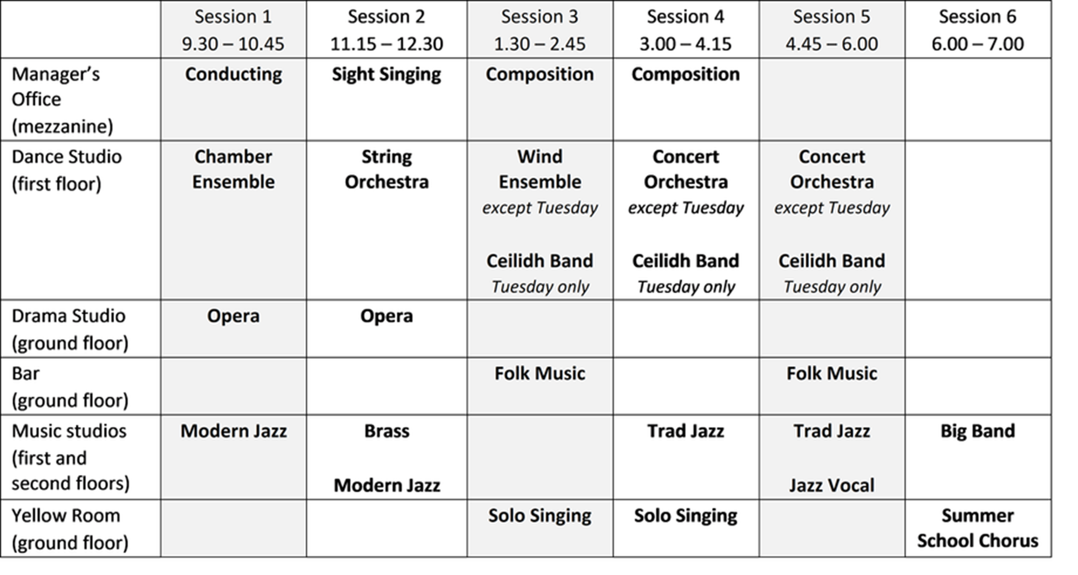 TIMETABLE – Workers' Music Association